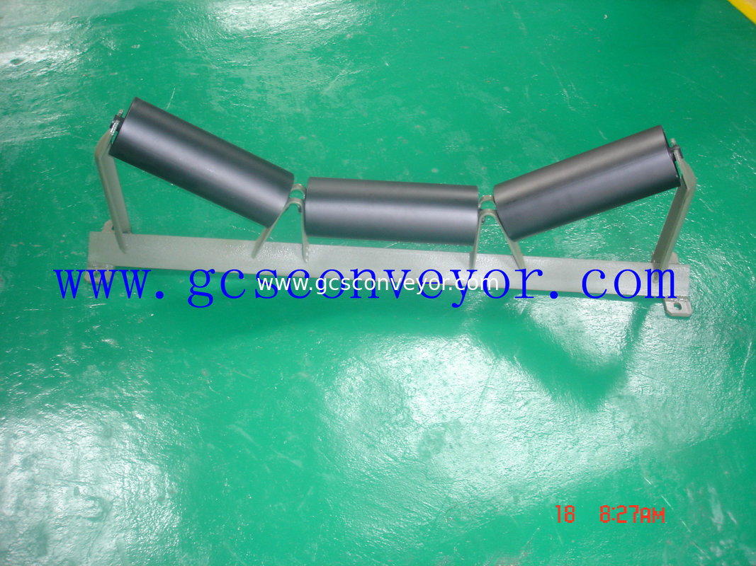 GCS company polyethylene conveyor roller idler of China /heavy duty conveyor mining idler trough grooved conveyor roller