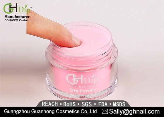 Shiny Nails Dip Powder French Manicure Full Set With Pink Color , Chipping Resistance