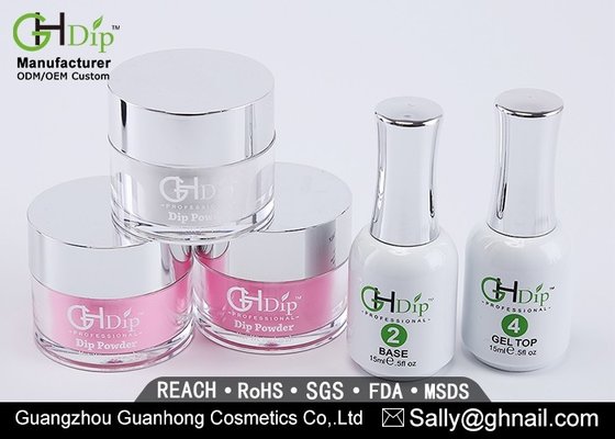 Shiny Nails Dip Powder French Manicure Full Set With Pink Color , Chipping Resistance
