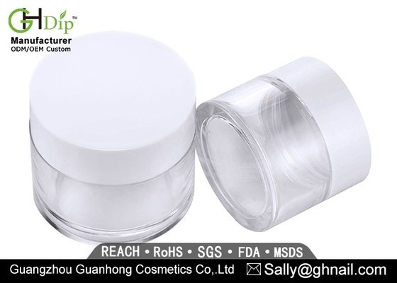 Transparent 2 Oz Nails Dipping Powder Container With White Screw Cap