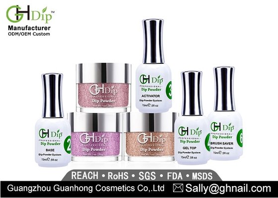 Organic Pink Glitter Nail Dip Powder , Nail Shine Powder Nial Art Pigment Stay For 3-4 Weeks