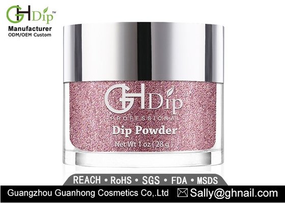 Organic Pink Glitter Nail Dip Powder , Nail Shine Powder Nial Art Pigment Stay For 3-4 Weeks