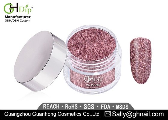 Organic Pink Glitter Nail Dip Powder , Nail Shine Powder Nial Art Pigment Stay For 3-4 Weeks