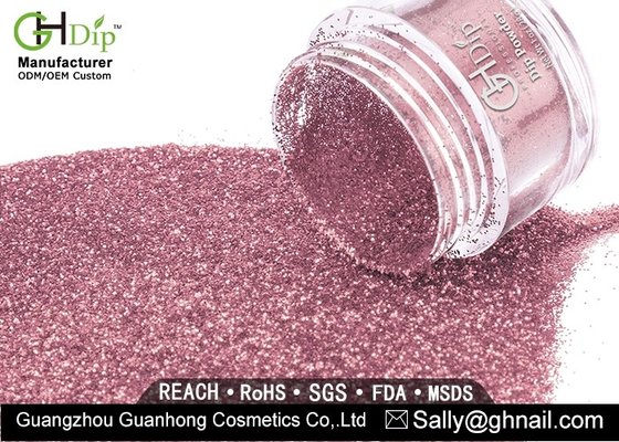 Organic Pink Glitter Nail Dip Powder , Nail Shine Powder Nial Art Pigment Stay For 3-4 Weeks