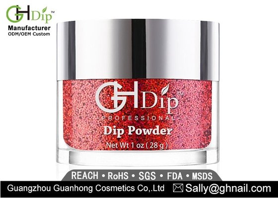 1 Oz Red Glitter Nail Salon Dip Powder Non - Polluting For Nail Art