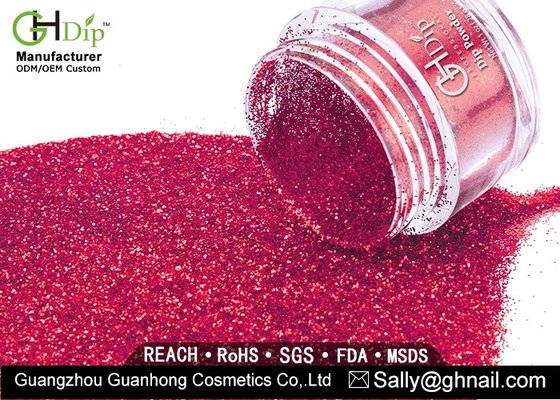 1 Oz Red Glitter Nail Salon Dip Powder Non - Polluting For Nail Art