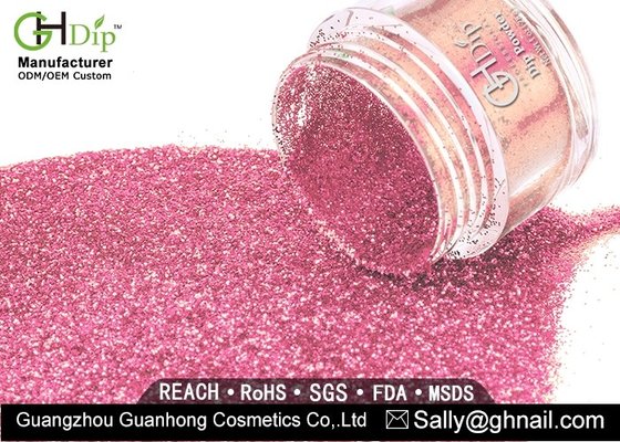 Long Lasting Pink Glitter Nail Dip Powder Light Weight Forever Shine