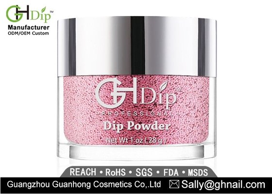 Long Lasting Pink Glitter Nail Dip Powder Light Weight Forever Shine