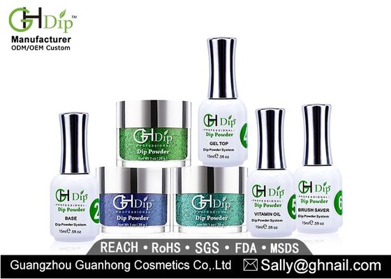 Blue Colored Glitter Nail Dip Powder Easy Peel Off Chemicals Free