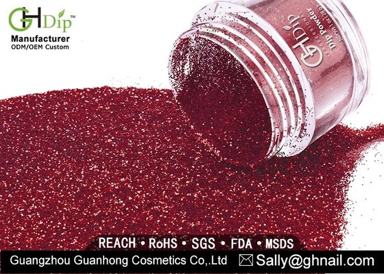 Smooth Quick Dipping Glitter Nail Dip Powder Air Dry Wine Red Color With 1 Oz Capacity