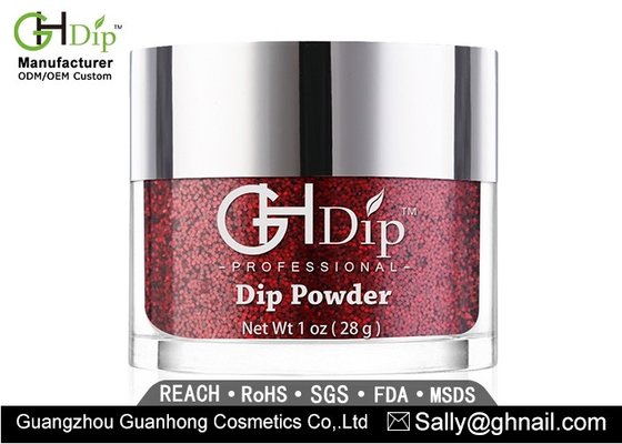 Smooth Quick Dipping Glitter Nail Dip Powder Air Dry Wine Red Color With 1 Oz Capacity