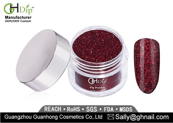 Smooth Quick Dipping Glitter Nail Dip Powder Air Dry Wine Red Color With 1 Oz Capacity
