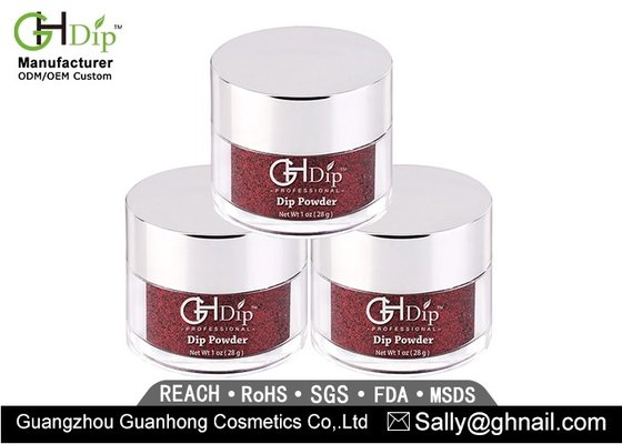Smooth Quick Dipping Glitter Nail Dip Powder Air Dry Wine Red Color With 1 Oz Capacity