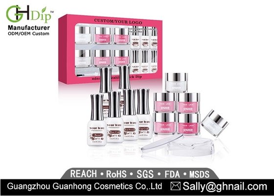 Crack / Chip Resistant Acrylic Nail Dip Kit French Manicure Environment Friendly