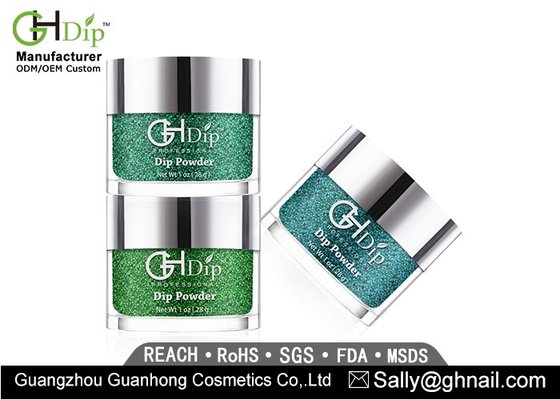 High Shine Long Lasting Green Nail Color Glitter Dip Powder Manicure 2 Oz Harmless