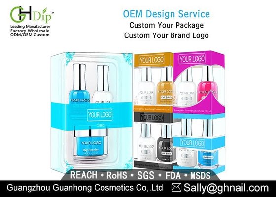 Blue Color Nail Dip Powder 3 in 1 set, Perfect Match Gel Polish and Nail Lacquer