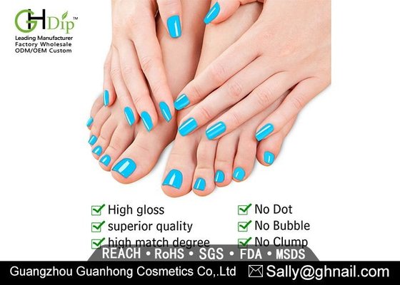 Blue Color Nail Dip Powder 3 in 1 set, Perfect Match Gel Polish and Nail Lacquer