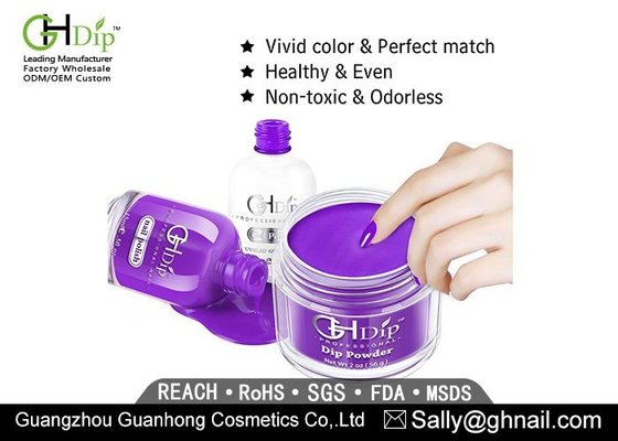 Purple Color Nail Dip Powder Perfect Match Gel Polish and Nail Lacquer
