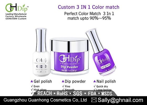 Purple Color Nail Dip Powder Perfect Match Gel Polish and Nail Lacquer