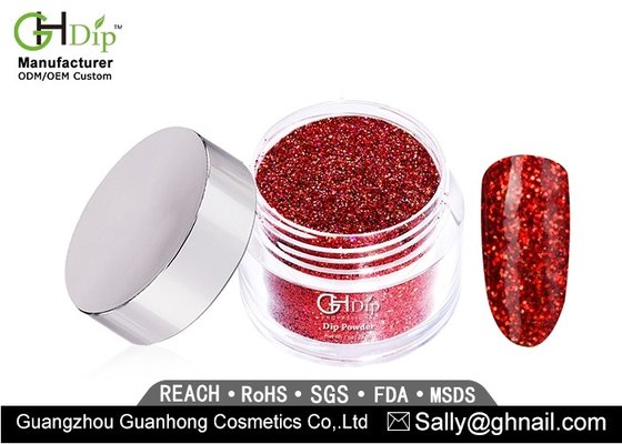 1 Oz Red Glitter Nail Salon Dip Powder Non - Polluting For Nail Art