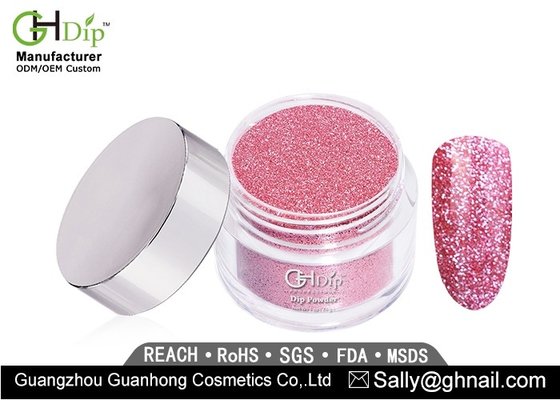 Long Lasting Pink Glitter Nail Dip Powder Light Weight Forever Shine