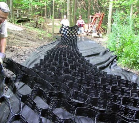 High Strength Cellular Confinement System Of Geocells , Plastic Grid Gravel Driveway