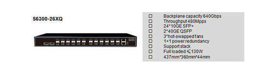512Mpps Layer 3 Gigabit Switch , 24 Port 10 Gigabit SFP+ Switch S6300-26XQ
