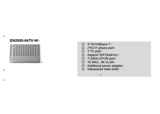 IEEE 802.3ah EPON ONUFiber To The Home RX1490nm 4 10/100Base-T EN2000-04TV-W