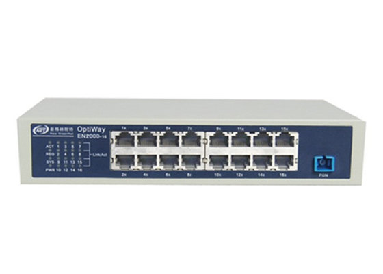 FTTx EPON ONU client power supply version，1*EPON(1490nm receive,1310nm  transmit,20Km,SC),15*10/100Base-T EN2000-16-P