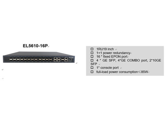 16 PON FTTx OLT 2× 10GE/GE SFP+ Optical Port with Pluggable Power Supply EL5610-16P