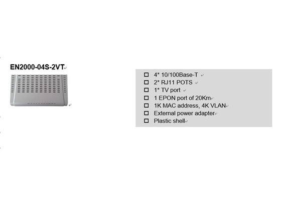12W Fiber To The Building EPON ONU 4K VLAN Support Loop Detection EN2000-04S-2VT