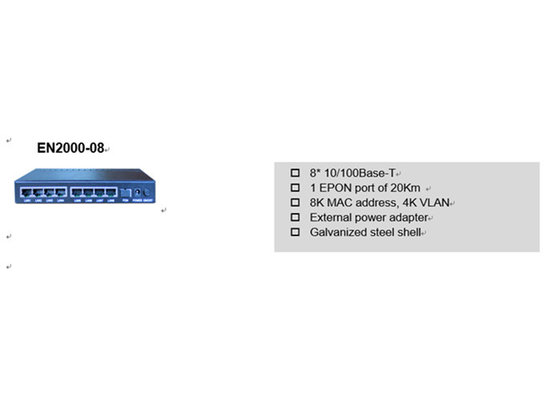 3.55Mpps FTTH OUN Device Data+ Audio+ CATV with 8 10/100Base-T EN2000-08