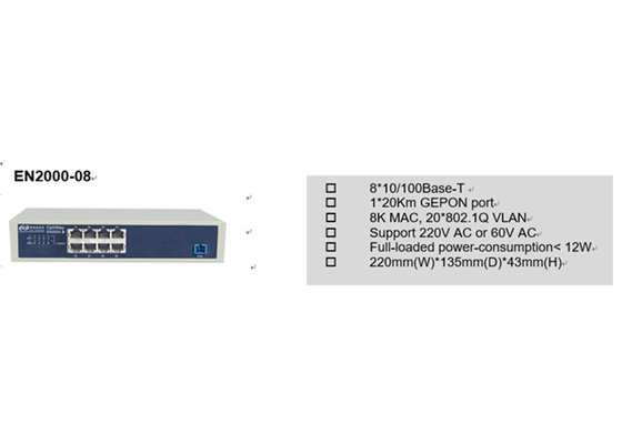 1490nm Receive Fiber To The X EPON ONU 4MB SDRAM Memory With 8 10/100Base-T