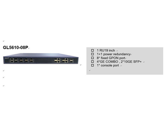 152.52MPPS Throughput GPON OLT Optical Line Terminal With Double AC/DC Power Supply GL5610-08P