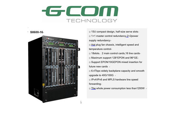 High Density 10G EPON OLT Chassis 128×EPON 96×GE For Telecommunication S8600-16