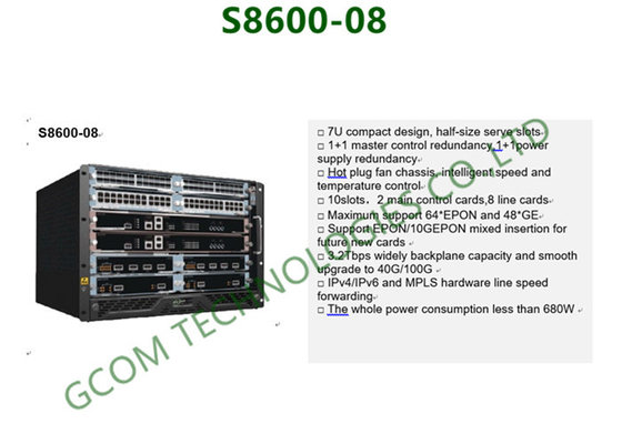 680W FTTx 8 Port GPON OLT 1+1 Master Control Redundancy Anti - DOS attack S8600-08