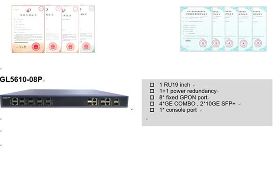 102Gbps 150W 8 Port GPON OLT One Console Port 90-240 VAC GL5610-08P