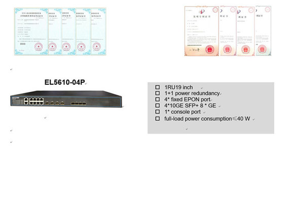 8GE Copper Port Dual Power FTTx OLT Cassette EPON 4K VLAN Entries EL5610-04P