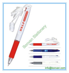 China two color ball pen with lanyard,lanyard multicolor ball pen supplier