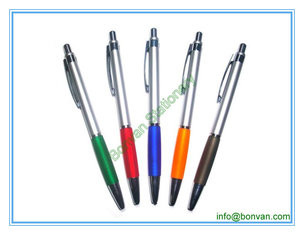 China silver barrel plastic ball point pen,silver lacquer barrel ballpen supplier
