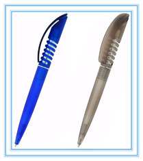 China curved clip pen, spring clip plastic ball pen supplier
