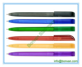 China twist action frosted promotional pen, simple twist ball pen supplier