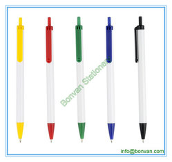 China simple click promotional slogan printed hotel pen supplier