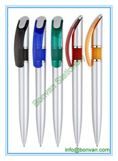 China silver painted plastic pen, silver color promotional ball pen supplier