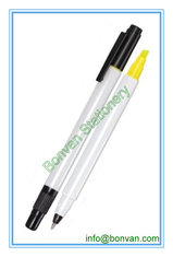 China two use plastic highlighter pen,highlighter+ballpoint pen supplier