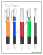 China rubber grip plastic logo ballpen, frosted ball pen supplier