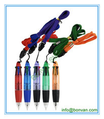 China plastic pen with string, lanyard plastic pen supplier