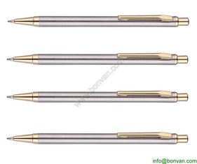 China silver click gift ball point pen, silver metal pen supplier