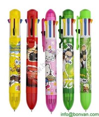 China plastic pen, multi color ball pen,full color printed multicolor pen supplier