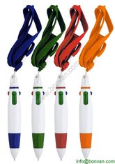 China promotional multicolor pen with lanyard,gift lanyard ball pen, advertising lanyard pen supplier